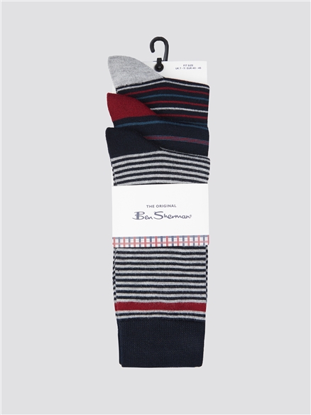 Ben Sherman 3 Pack of Stripe Socks