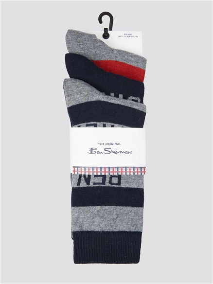 Men's Trio of Stripey Socks | Ben Sherman | Est 1963