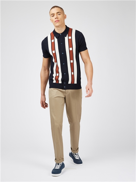 Button Through Polo - Dark Navy