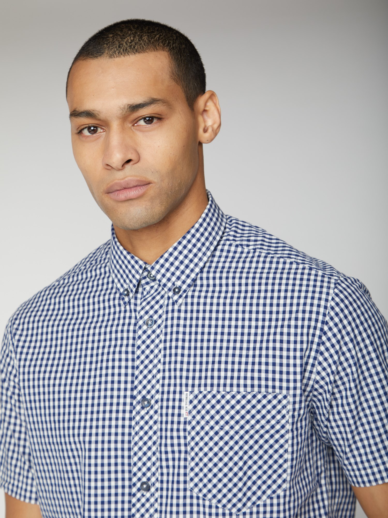 Men's Blue Short Sleeve Gingham Shirt | Ben Sherman | Est 1963