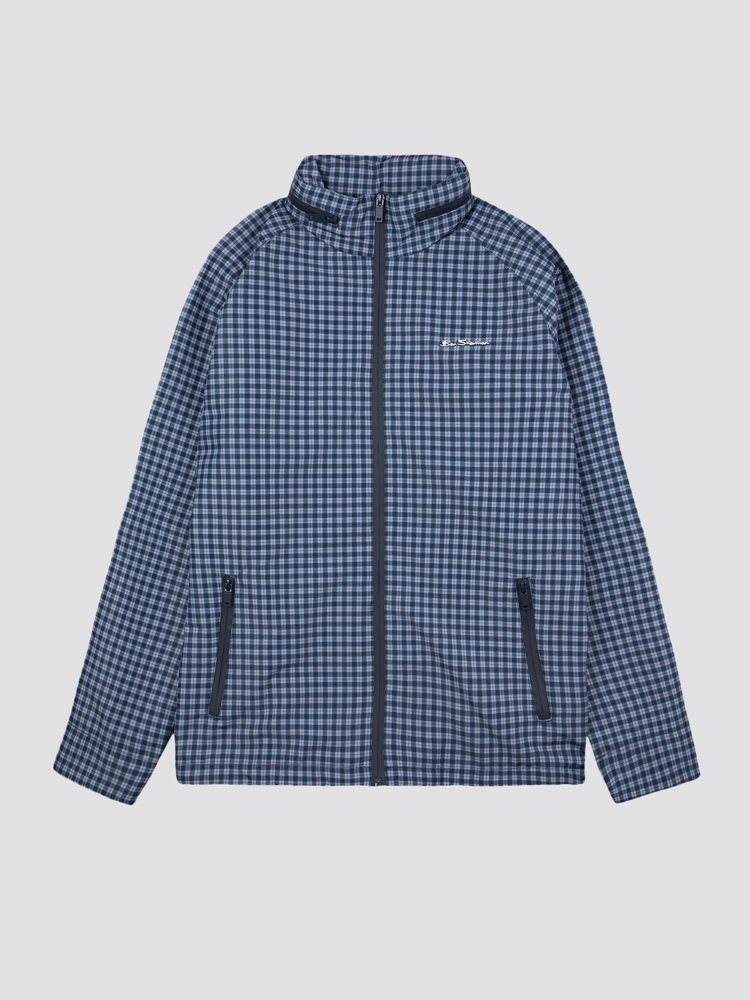 Men's Blue Checked Rain Proof Jacket | Ben Sherman | Est 1963