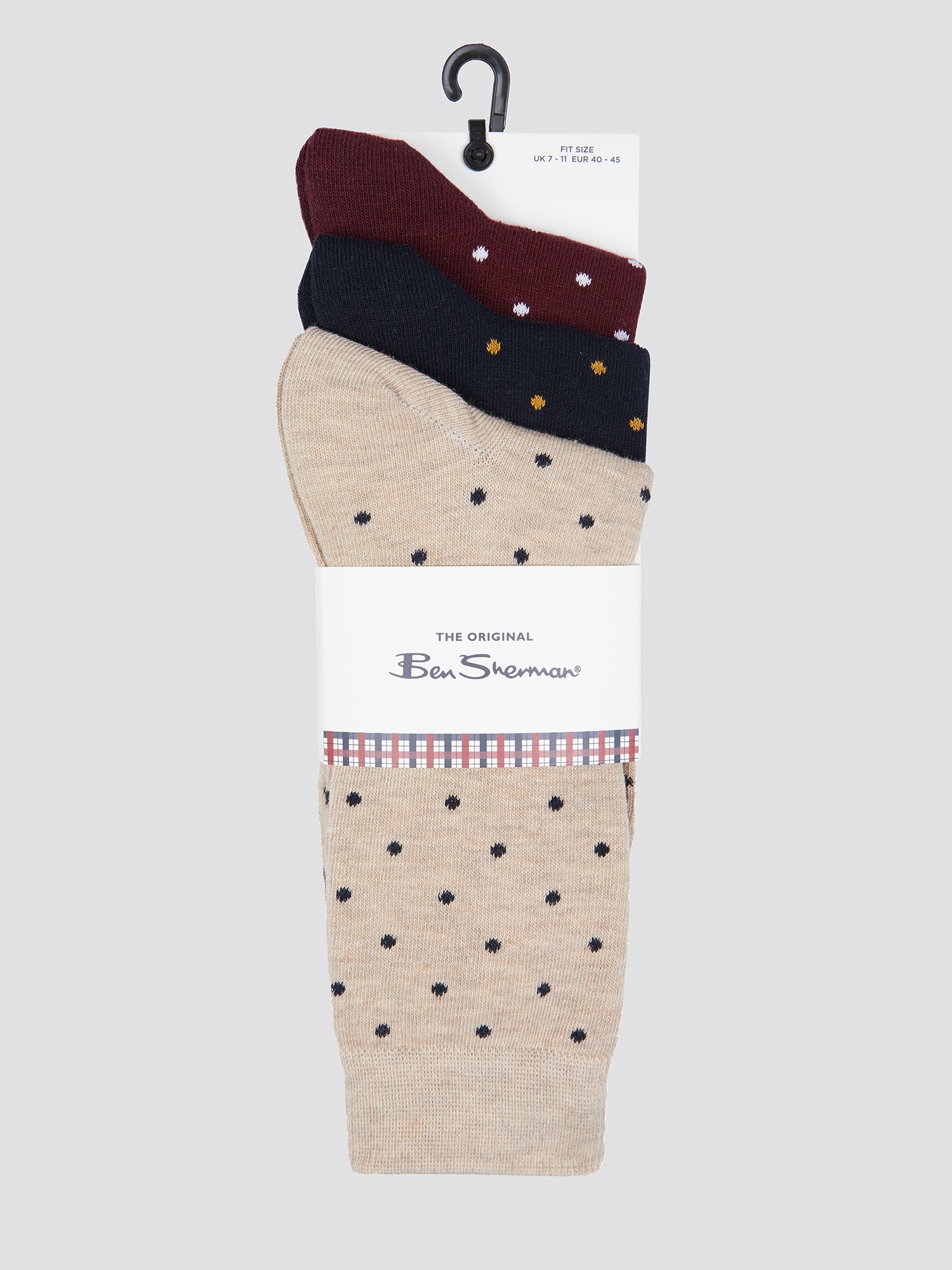 Men's 3 Pack of Polka Dot Pattern Socks | Ben Sherman | Est 1963