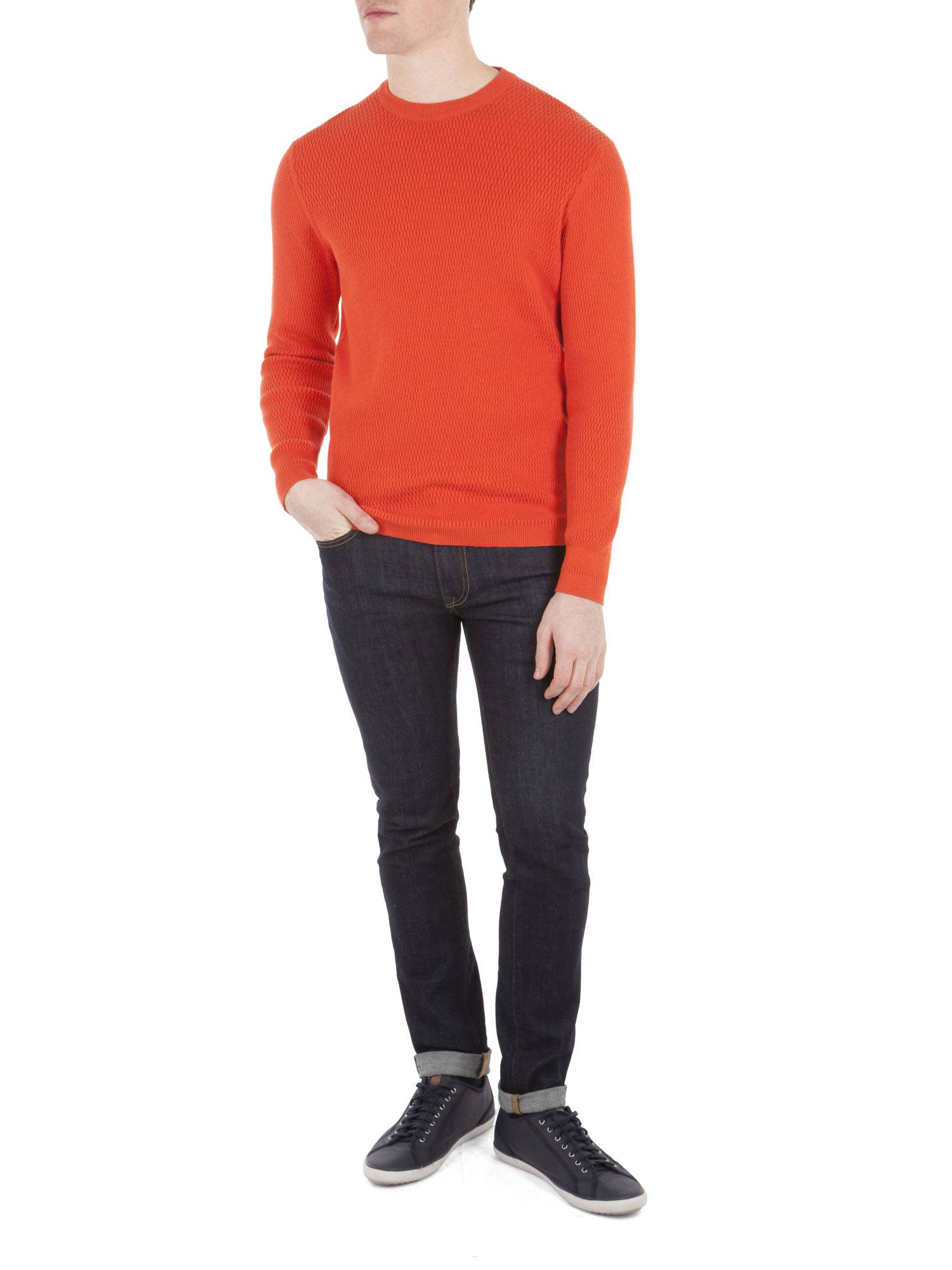 Textured Knit Crew Neck Jumper