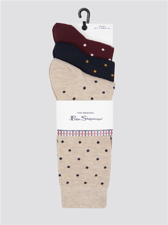 Ben Sherman 3 Pack of Dotted Socks | Ben Sherman